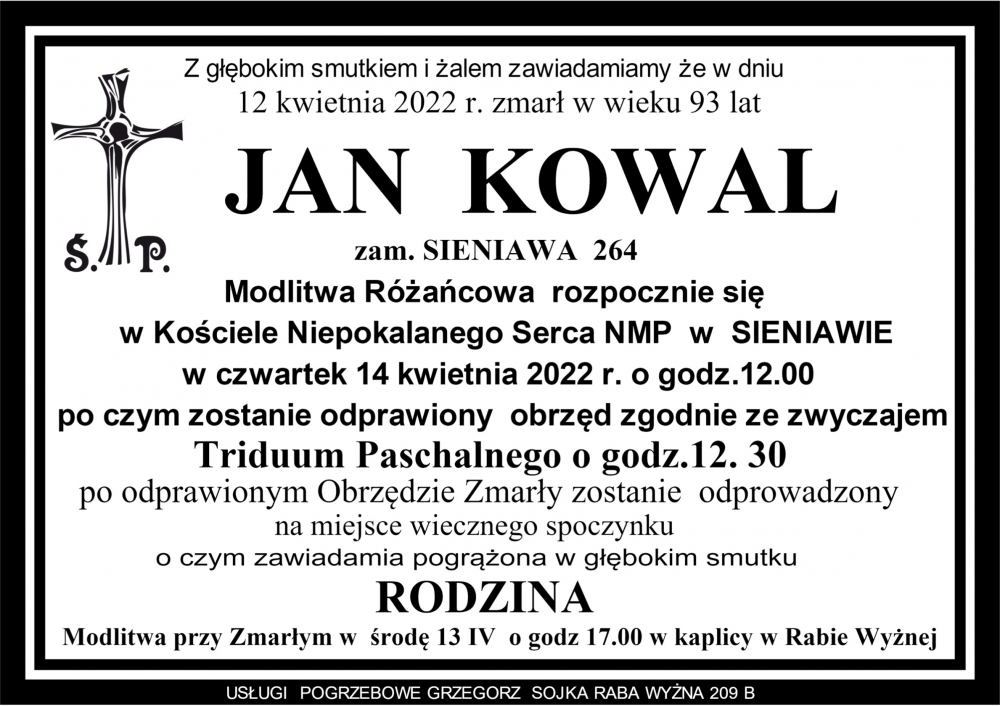 Jan Kowal - Nekrologi - podhale24.pl
