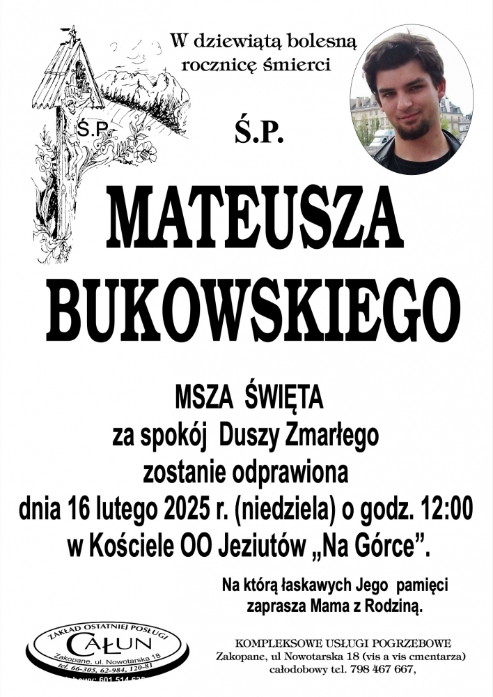 Mateusz Bukowski - Nekrologi - podhale24.pl