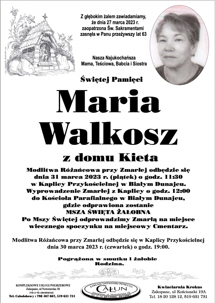 Maria Walkosz - Nekrologi - podhale24.pl