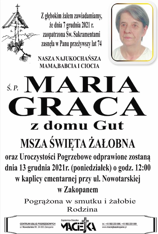 Maria Graca - Nekrologi - podhale24.pl